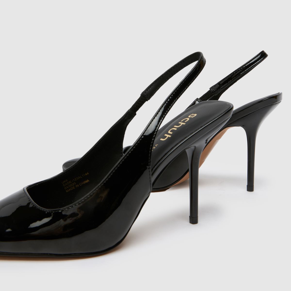 Womens Black schuh Sade Heeled Slingback Court High Heels | schuh