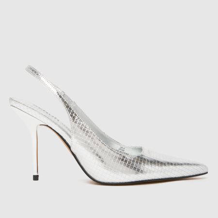 Womens Silver schuh Sade Slingback Court High Heels | schuh