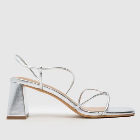 Womens Silver schuh Shiloh Block High Heels | schuh