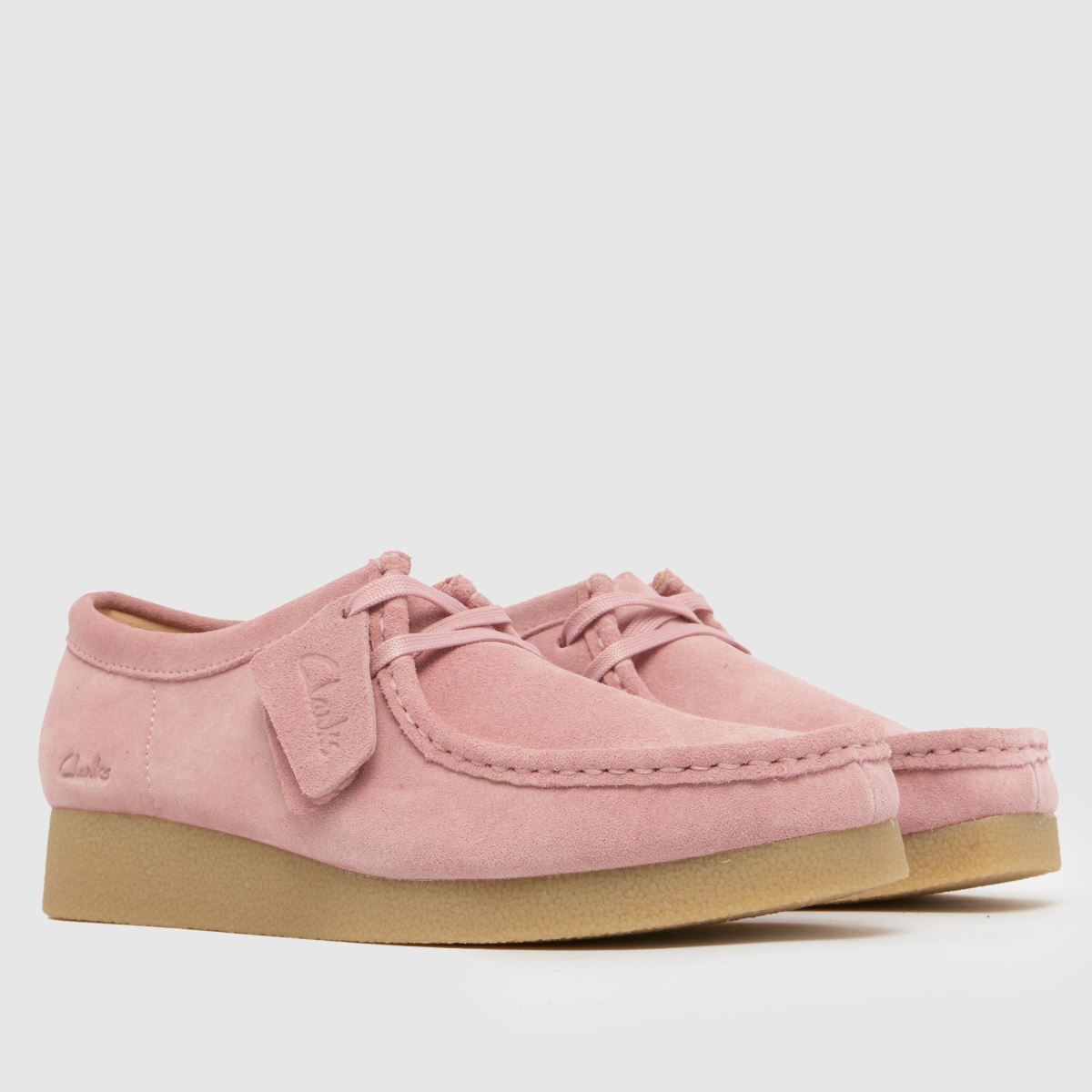 Womens Pale Pink Clarks Wallabee Evo Flat Shoes | schuh