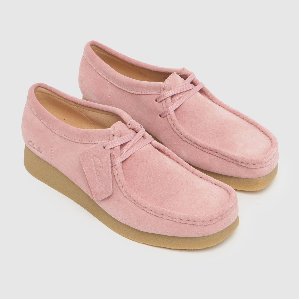 Womens Pale Pink Clarks Wallabee Evo Flat Shoes | schuh