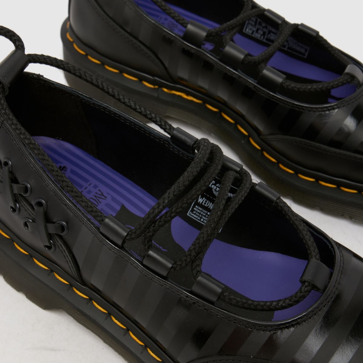 Womens Black Dr Martens X Wednesday Elphie Lace Up Flat Shoes | schuh