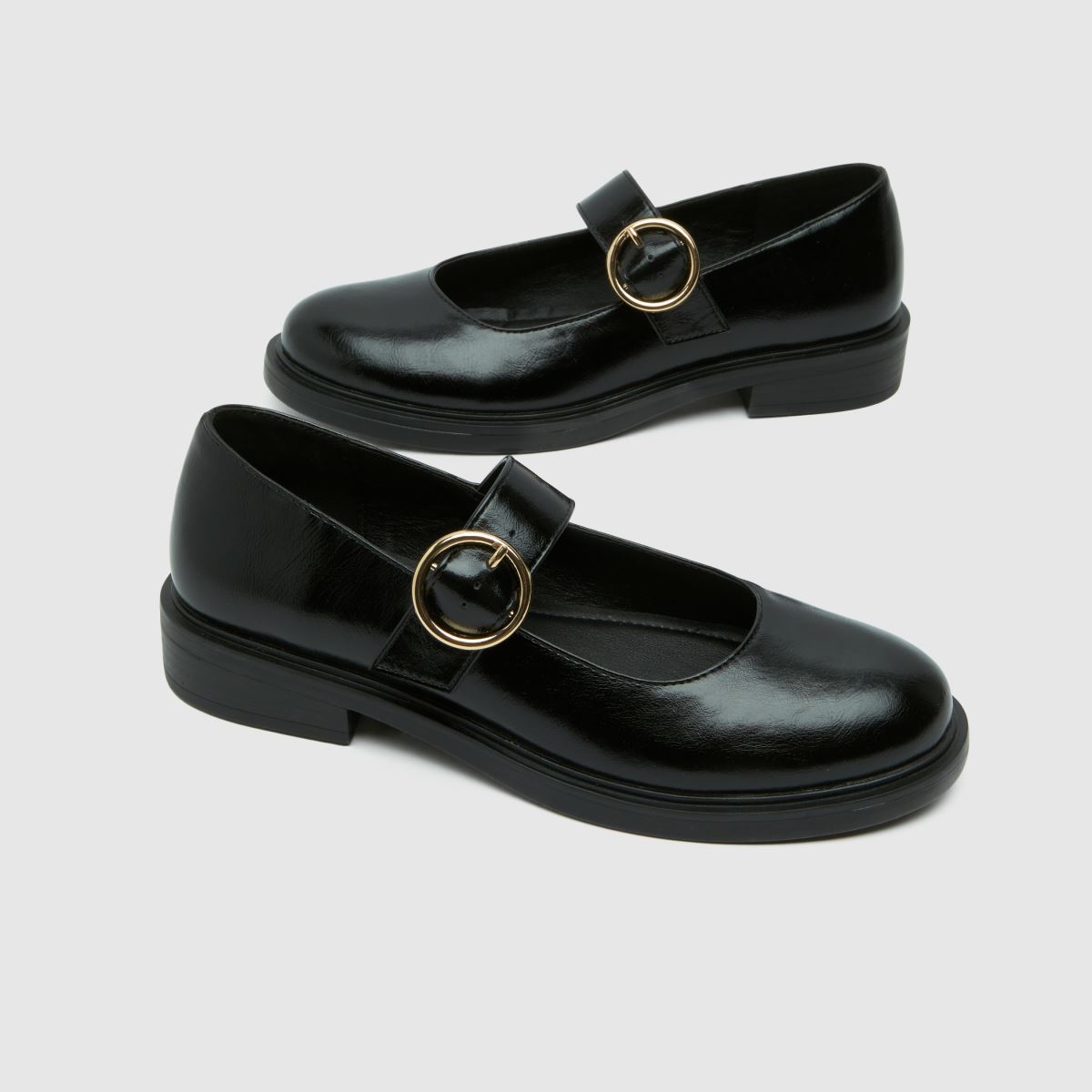 Womens Black schuh Lettie Mary Jane Flat Shoes | schuh