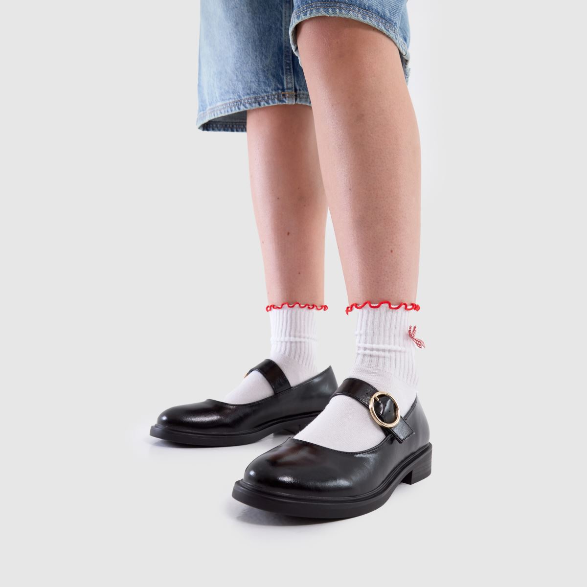 Womens Black schuh Lettie Mary Jane Flat Shoes | schuh