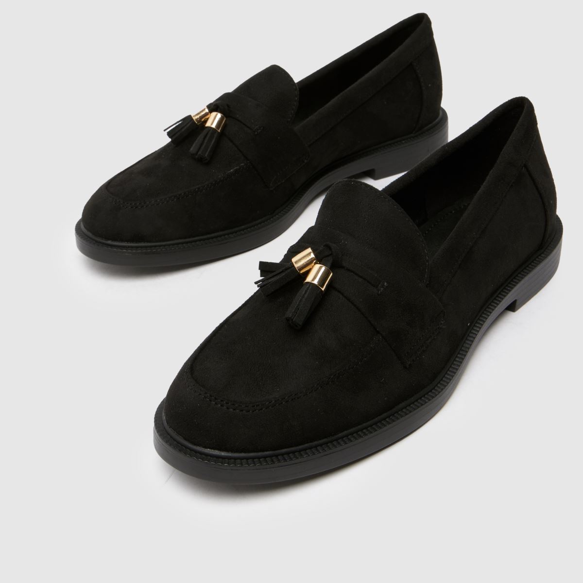 Womens Black schuh Ec Lohan Tassel Loafer Flat Shoes | schuh