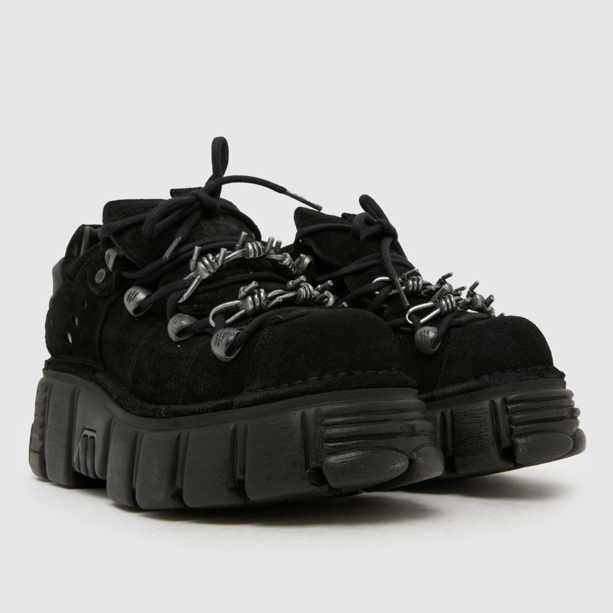 Womens Black NEW ROCK Barb Low Flat Shoes | schuh