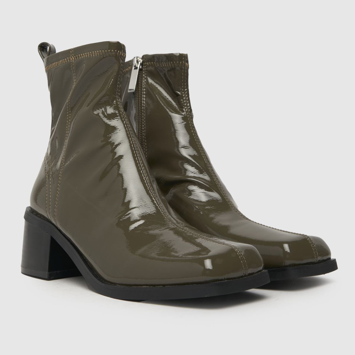 Womens Dark Green schuh Blake Stretch Square Toe Boots | schuh