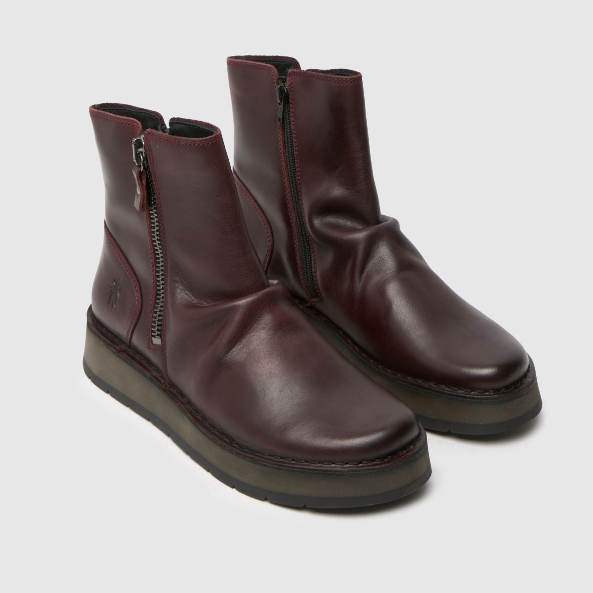 Womens Burgundy Fly London Riwi Zip Boots | schuh