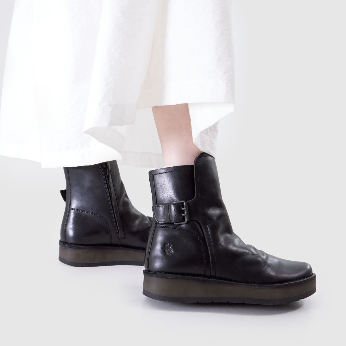 Womens Black Fly London Rogi Ruched Boots | schuh
