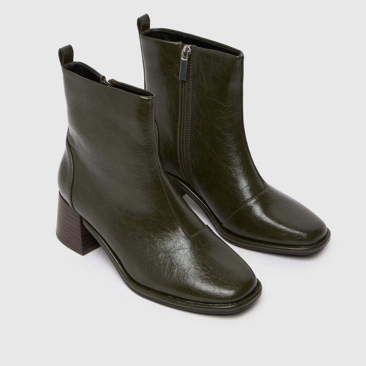 Womens Khaki schuh Bowie Block Croc Boots | schuh