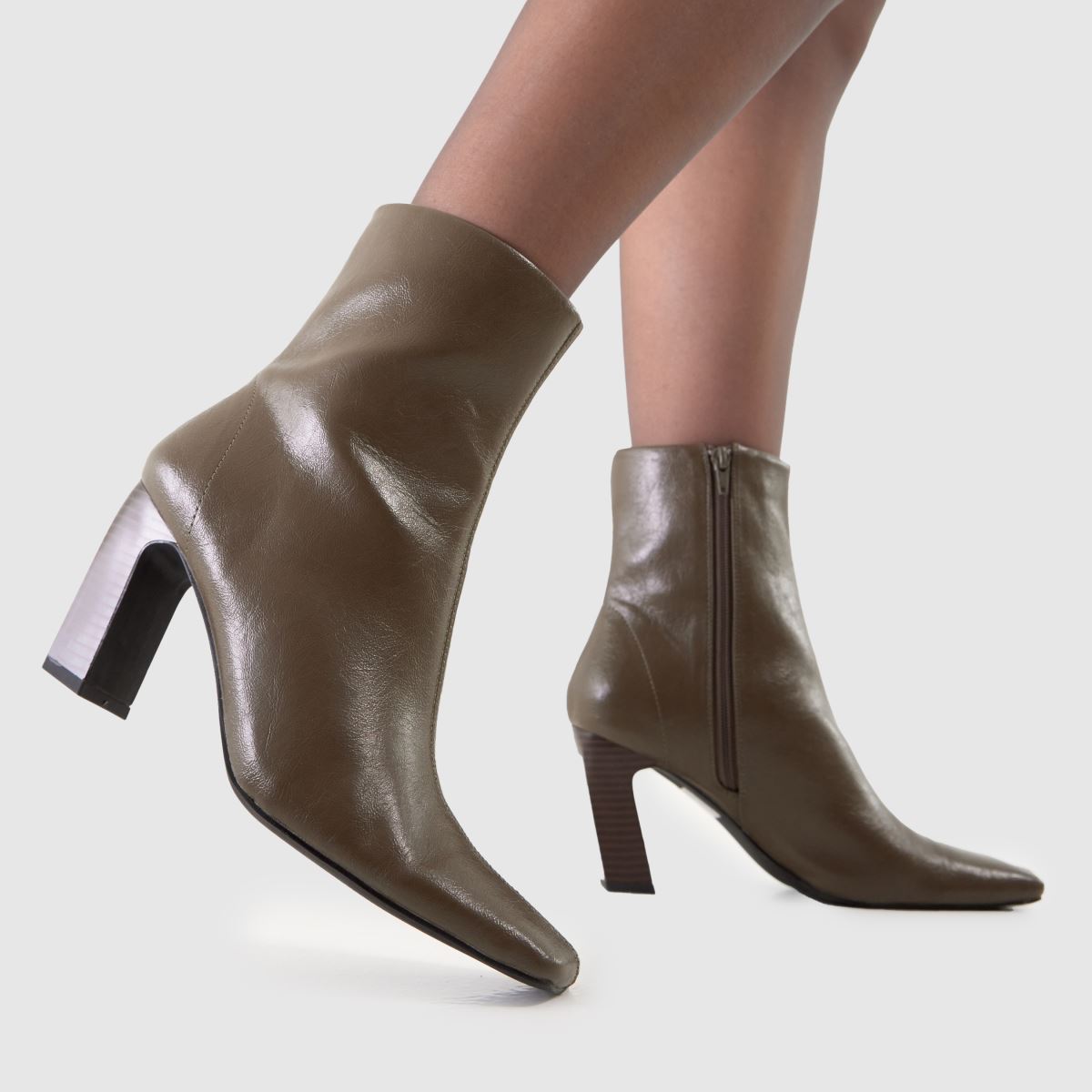 Womens Dark Green schuh Bryson Stack Heel Boots | schuh