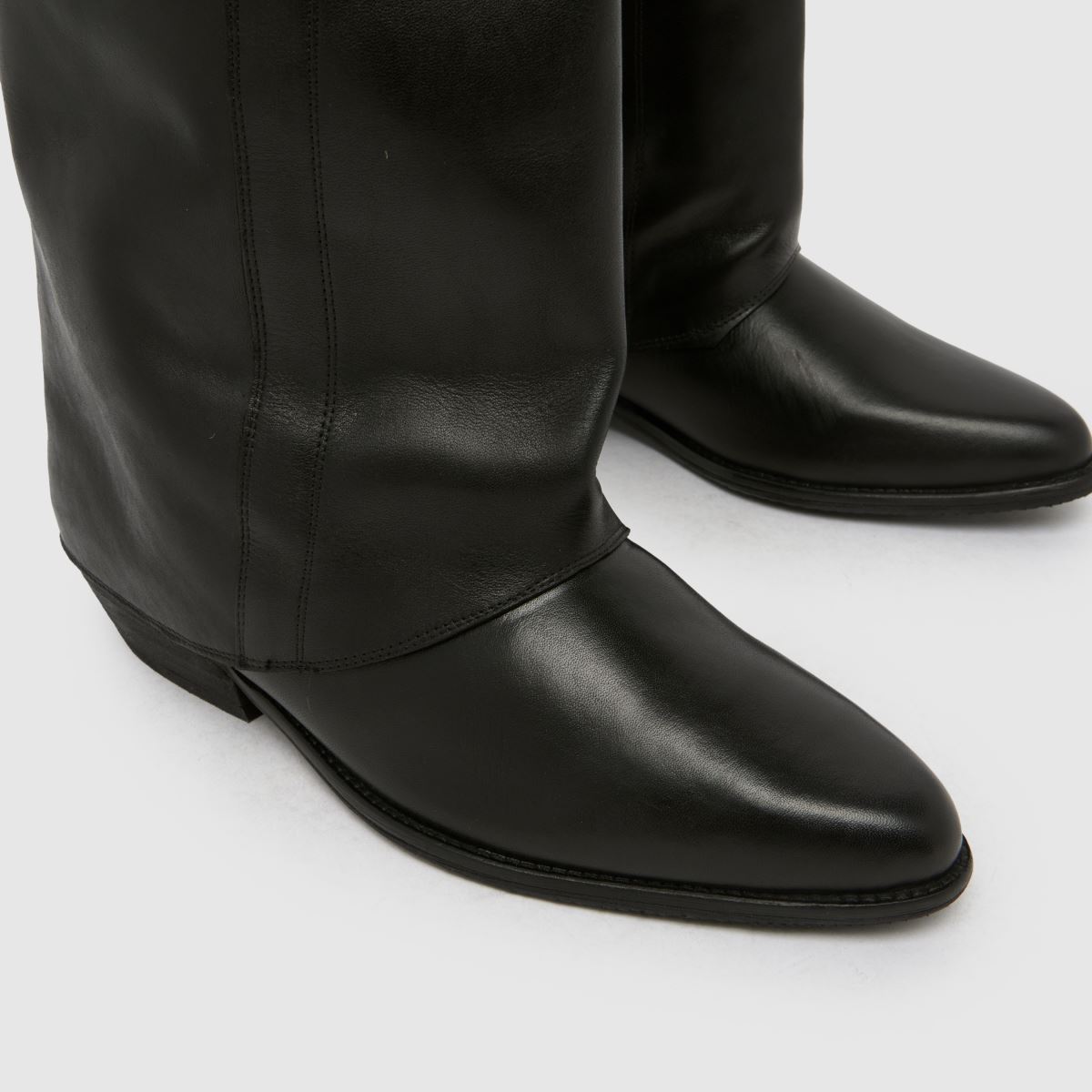 Womens Black schuh Dawn Leather Skirt Boots | schuh