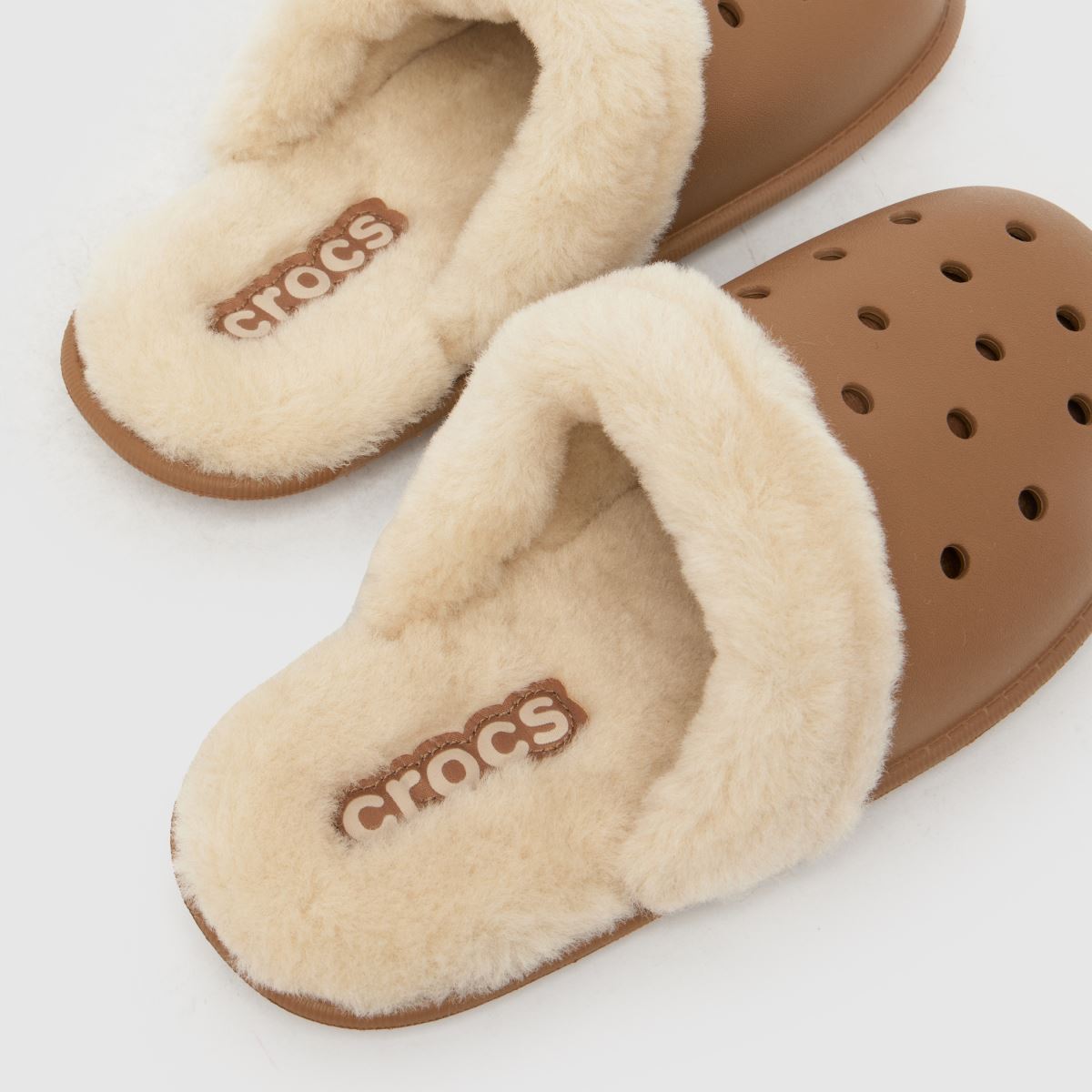 Womens Brown Crocs Classic Fuzz Slippers | schuh