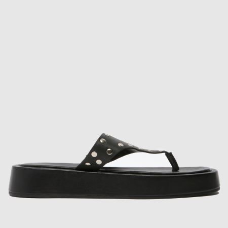 Womens Black schuh Toryn Platform Toe Post Sandals | schuh