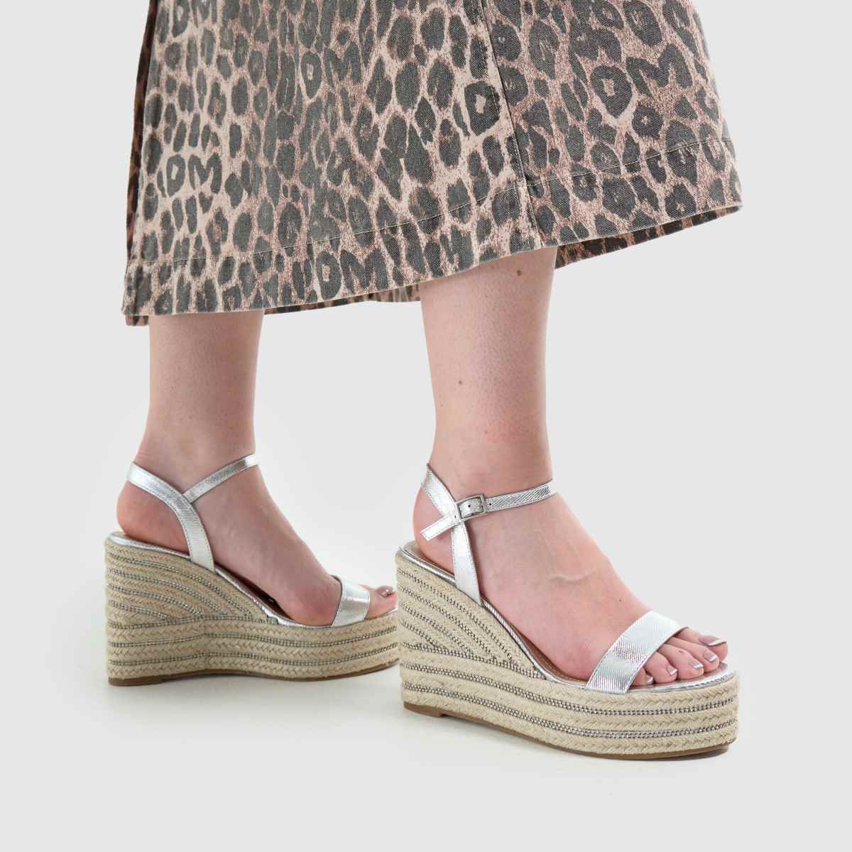 Womens Silver schuh Valerie Embellished Espadrille Sandals | schuh