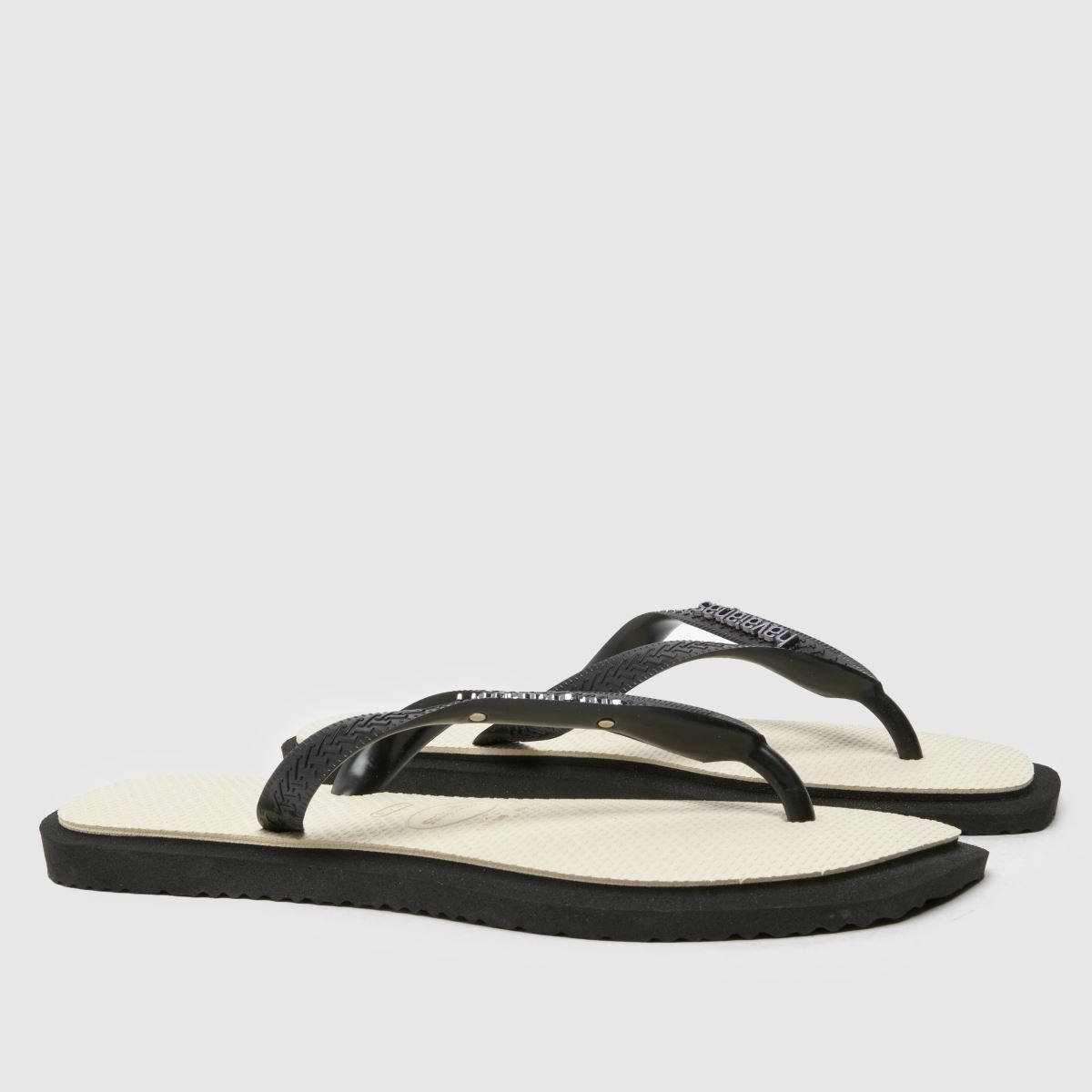 Womens Black Havaianas Top Square Fusion Flip Sandals | schuh