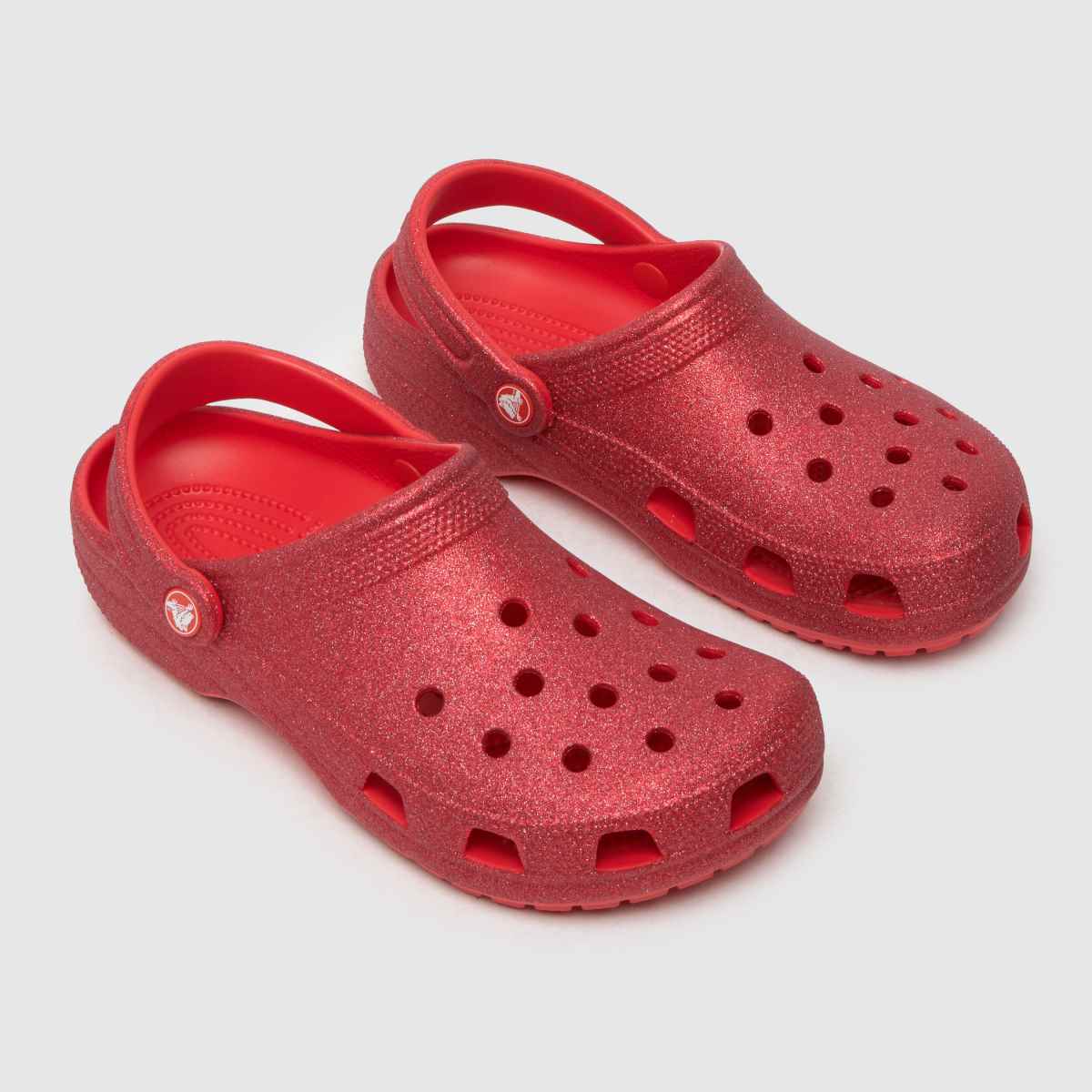 Womens Red Crocs Classic Glitter Clog Sandals | schuh