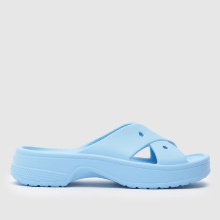 Womens Blue Crocs Cross Strap Slide Sandals | schuh