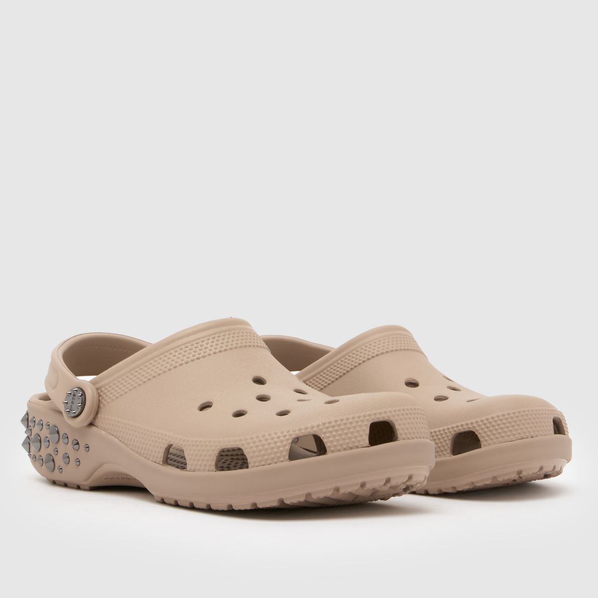 Womens Taupe Crocs Classic Studded Clog Sandals | schuh