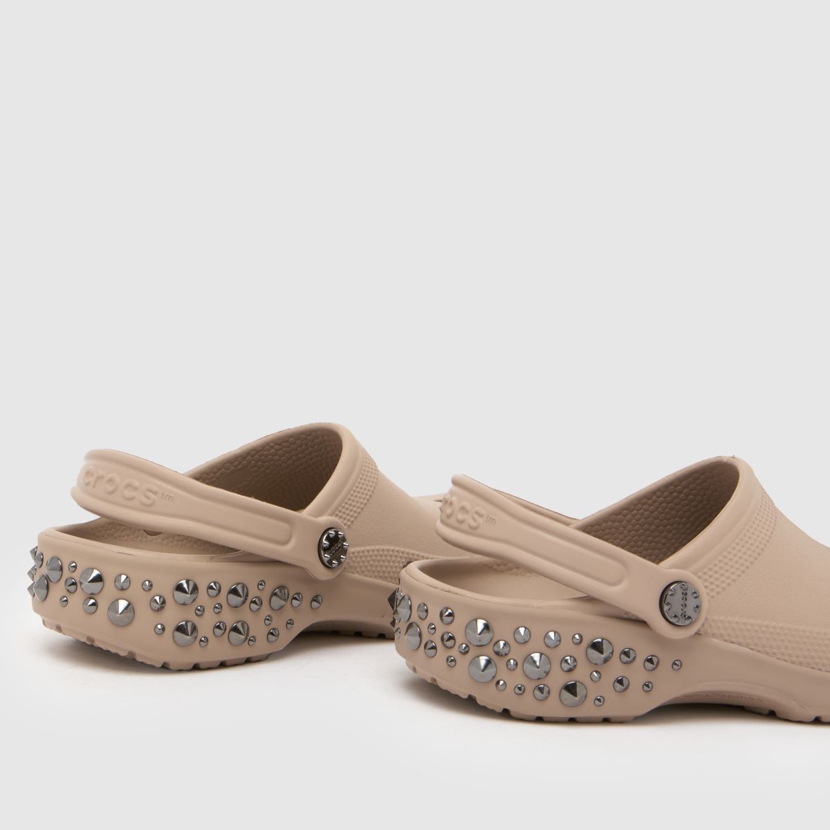 Womens Taupe Crocs Classic Studded Clog Sandals | schuh