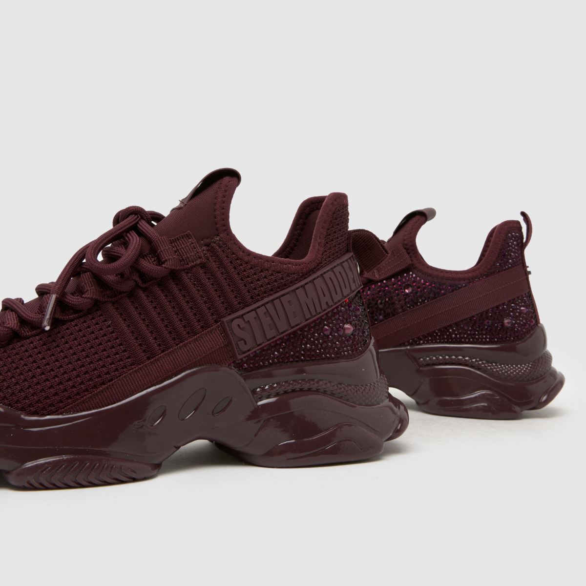 Womens Burgundy Steve Madden Maxilla Bling Trainers | schuh
