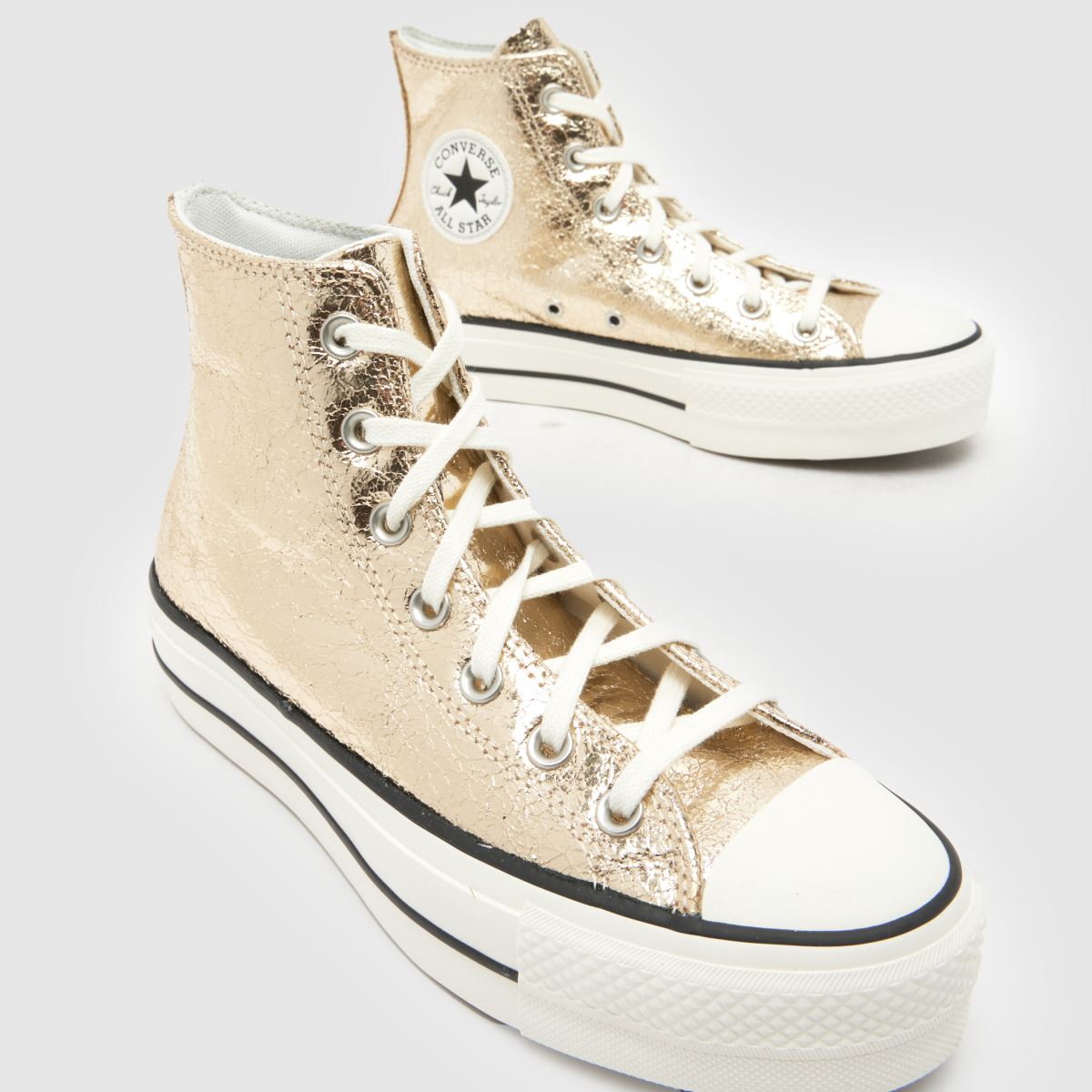 Womens Gold Converse All Star Lift Elevated Shine Trainers | schuh