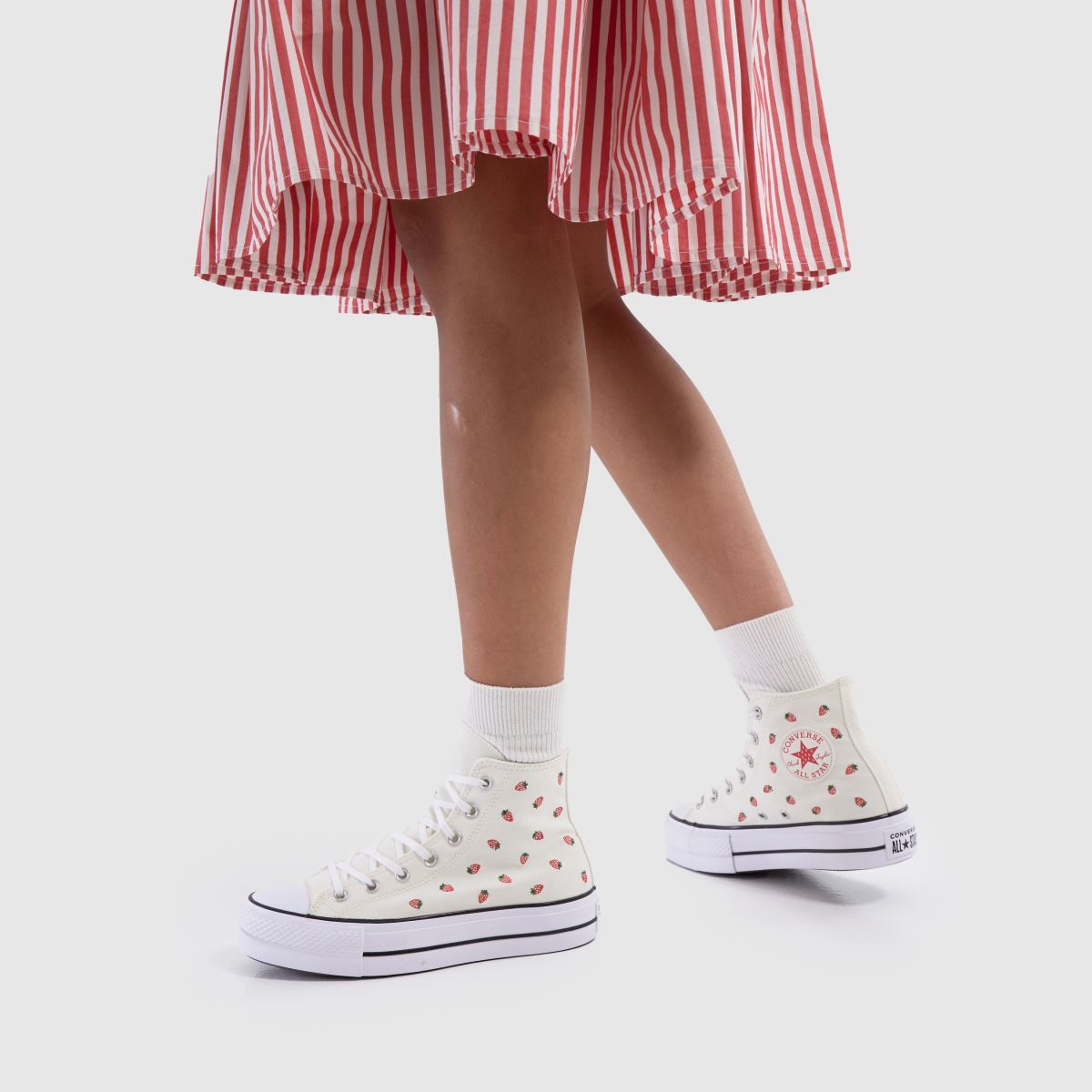 Womens White & Pink Converse All Star Lift Hi Trainers | schuh