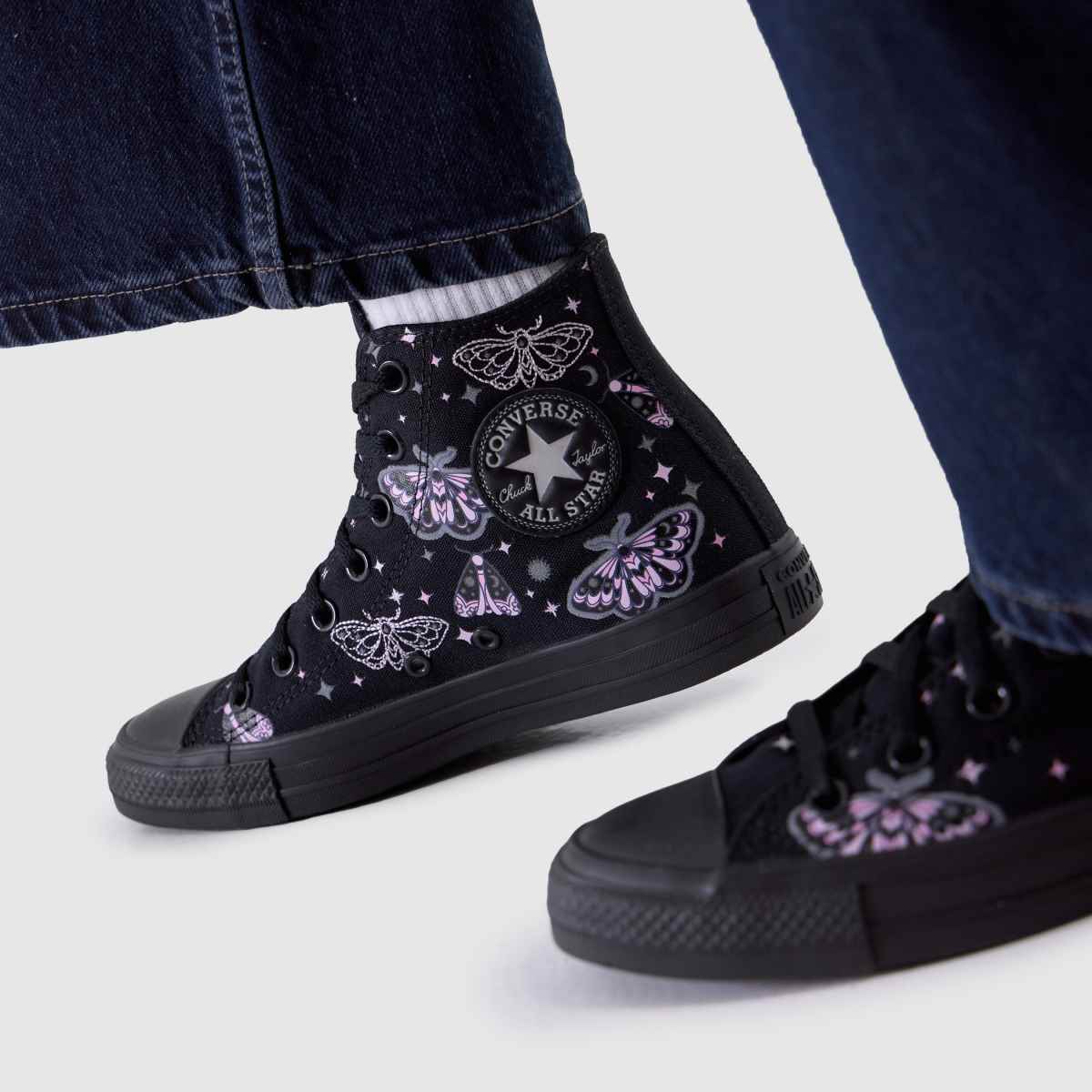 Womens Black & pink Converse All Star Hi Trainers | schuh