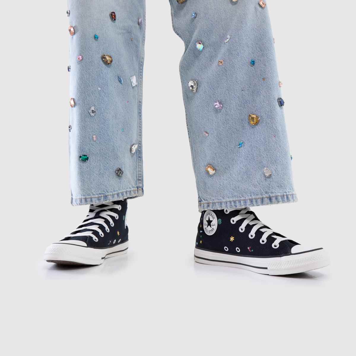 Womens Black Multi Converse All Star Hi Trainers | schuh