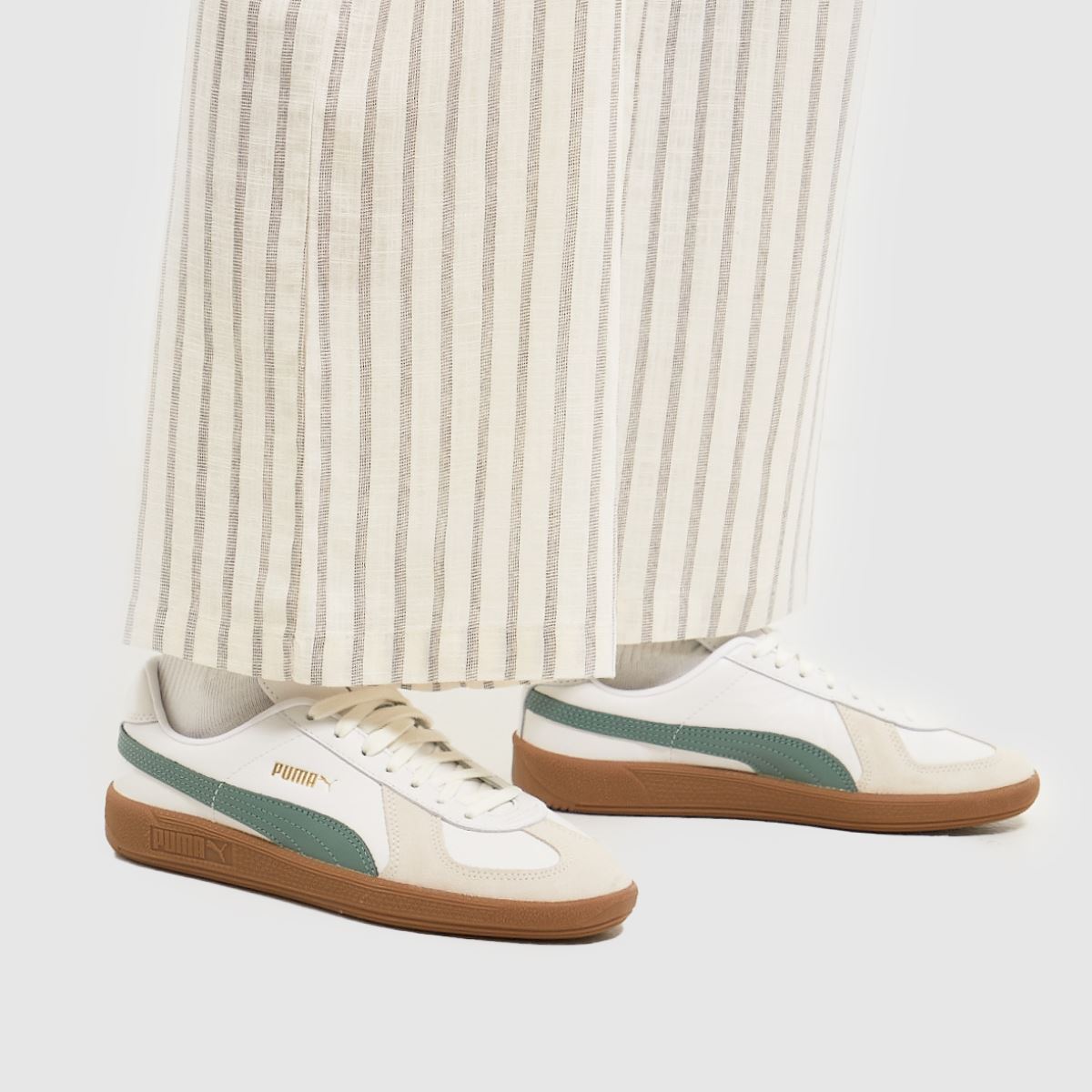 Womens White & Green PUMA Terrace Classic Trainers | schuh