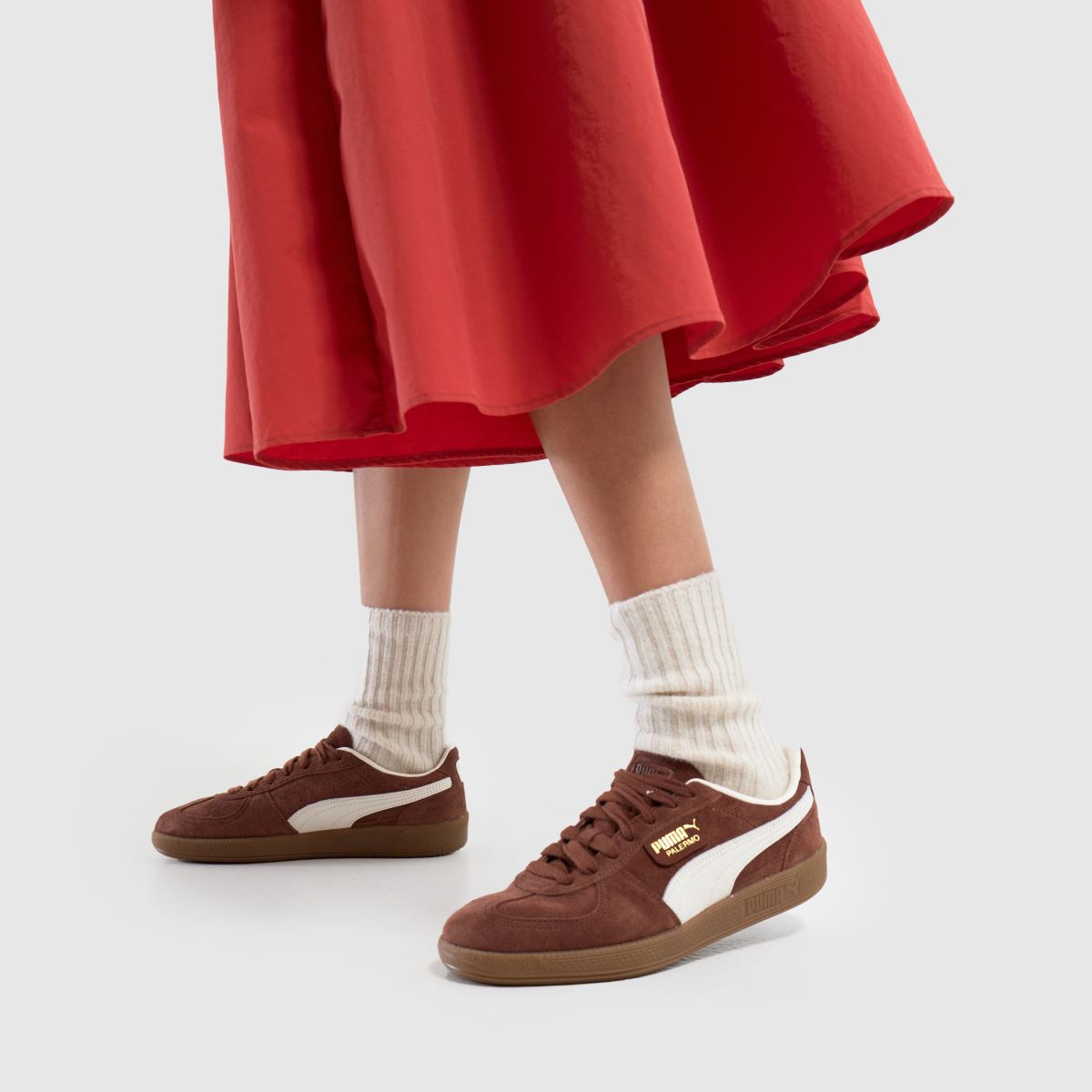 Womens Brown & White PUMA Palermo Trainers | schuh