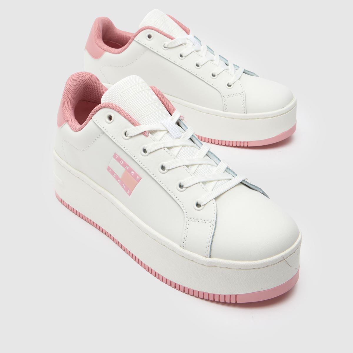Damen Tommy Jeans WeiB pink Essential Flatform Sneaker