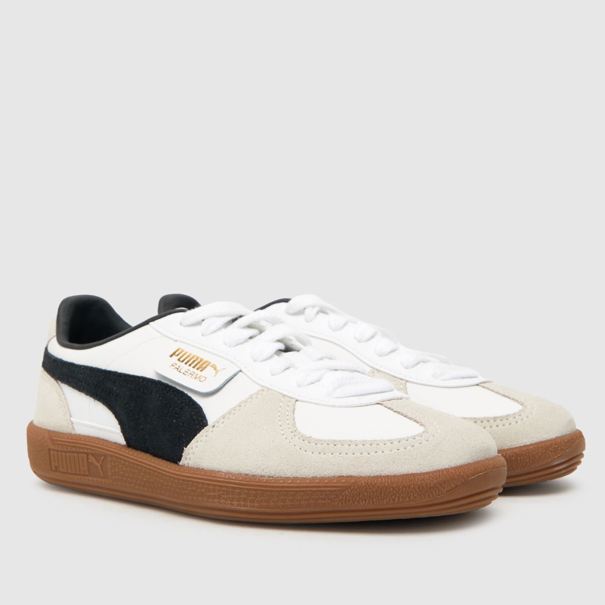 Womens White & Black PUMA Palermo Leather Trainers | schuh