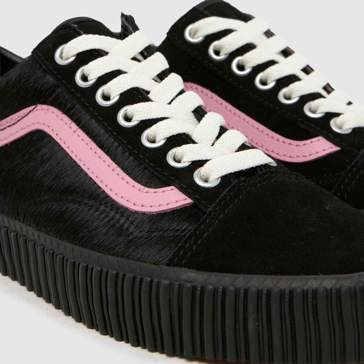 Womens Black & pink Vans Old Skool Creeper Trainers | schuh