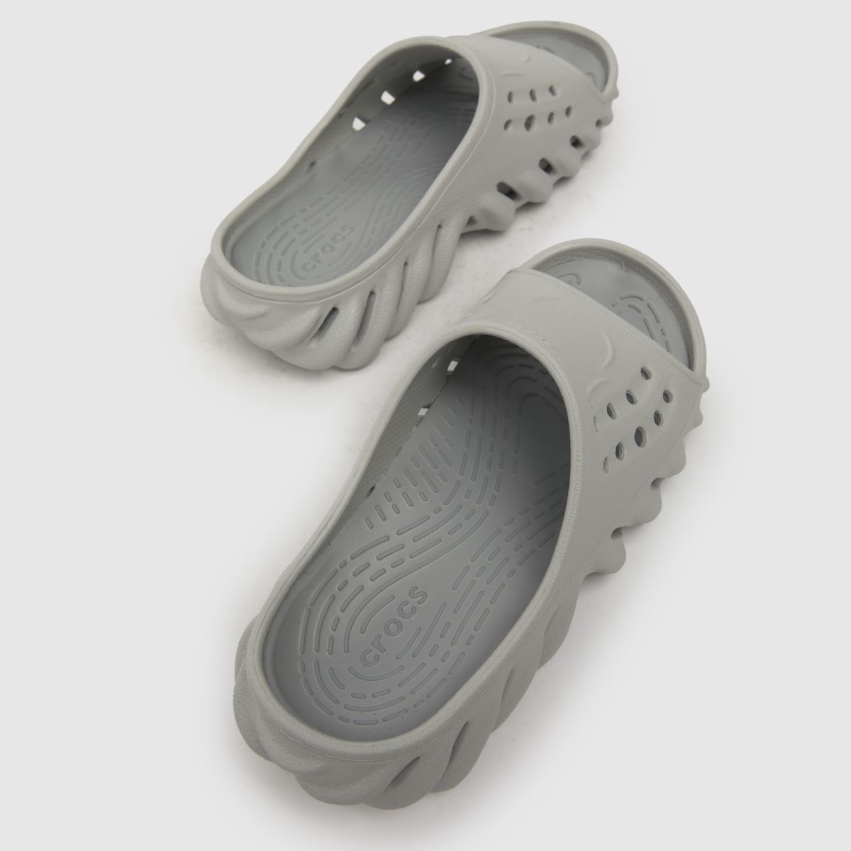 Kids Junior Light Grey Crocs Echo Slide Slides | schuh