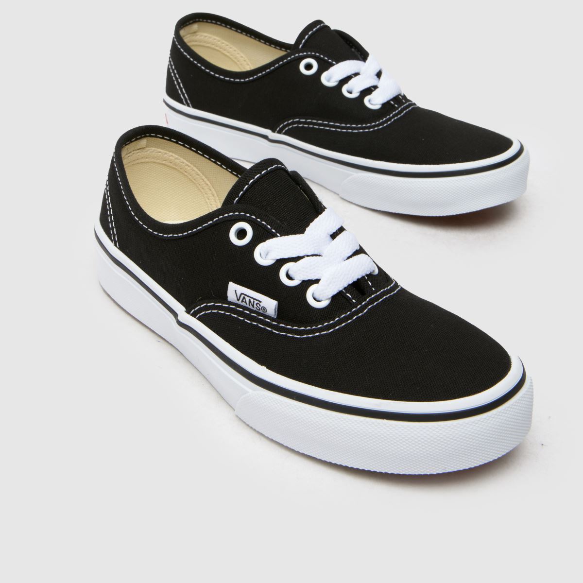 Kids Junior Black & White Vans Authentic Trainers | schuh