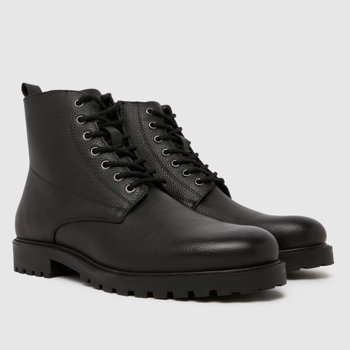 Mens Black schuh Griffin Leather Lace Up Boots | schuh