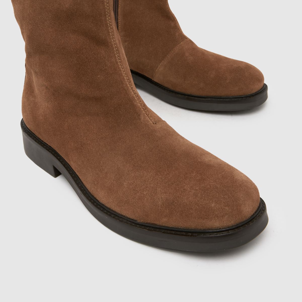 Mens Tan schuh Dario Suede Square Toe Boots | schuh