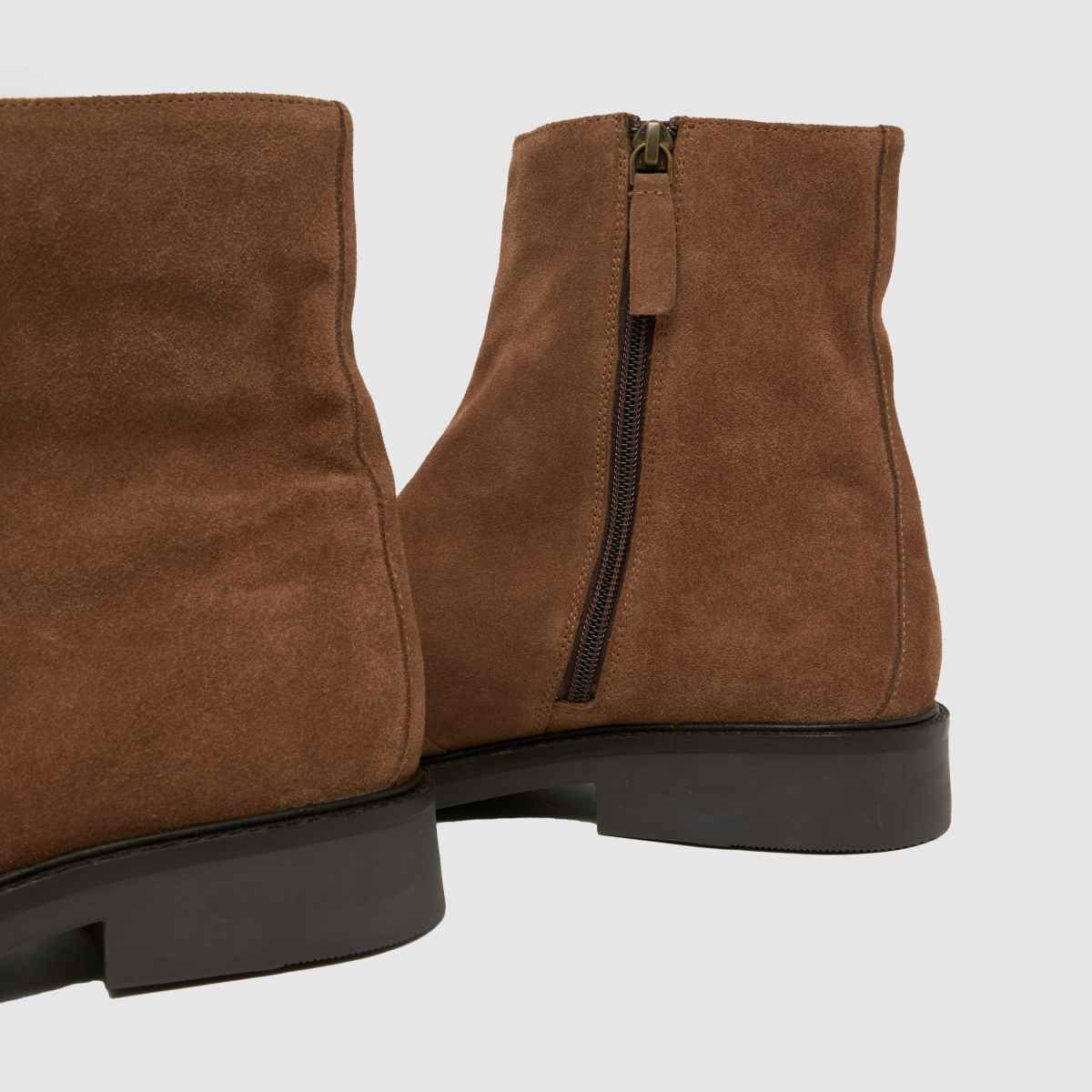 Mens Tan schuh Dario Suede Square Toe Boots | schuh