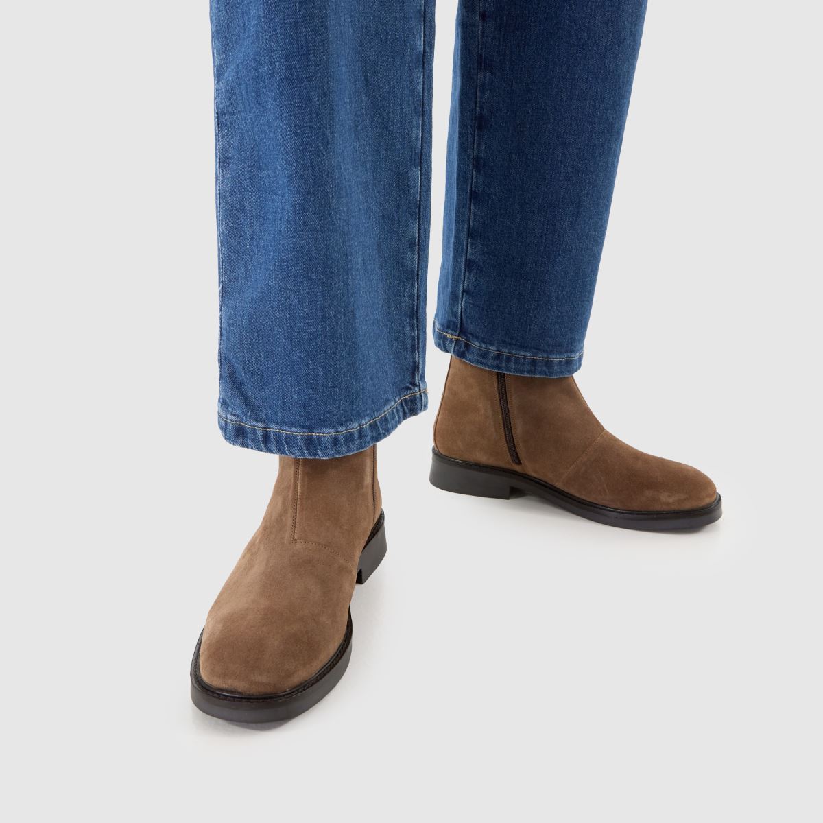 Mens Tan schuh Dario Suede Square Toe Boots | schuh