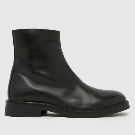 Mens Black schuh Dario Leather Square Toe Boots | schuh
