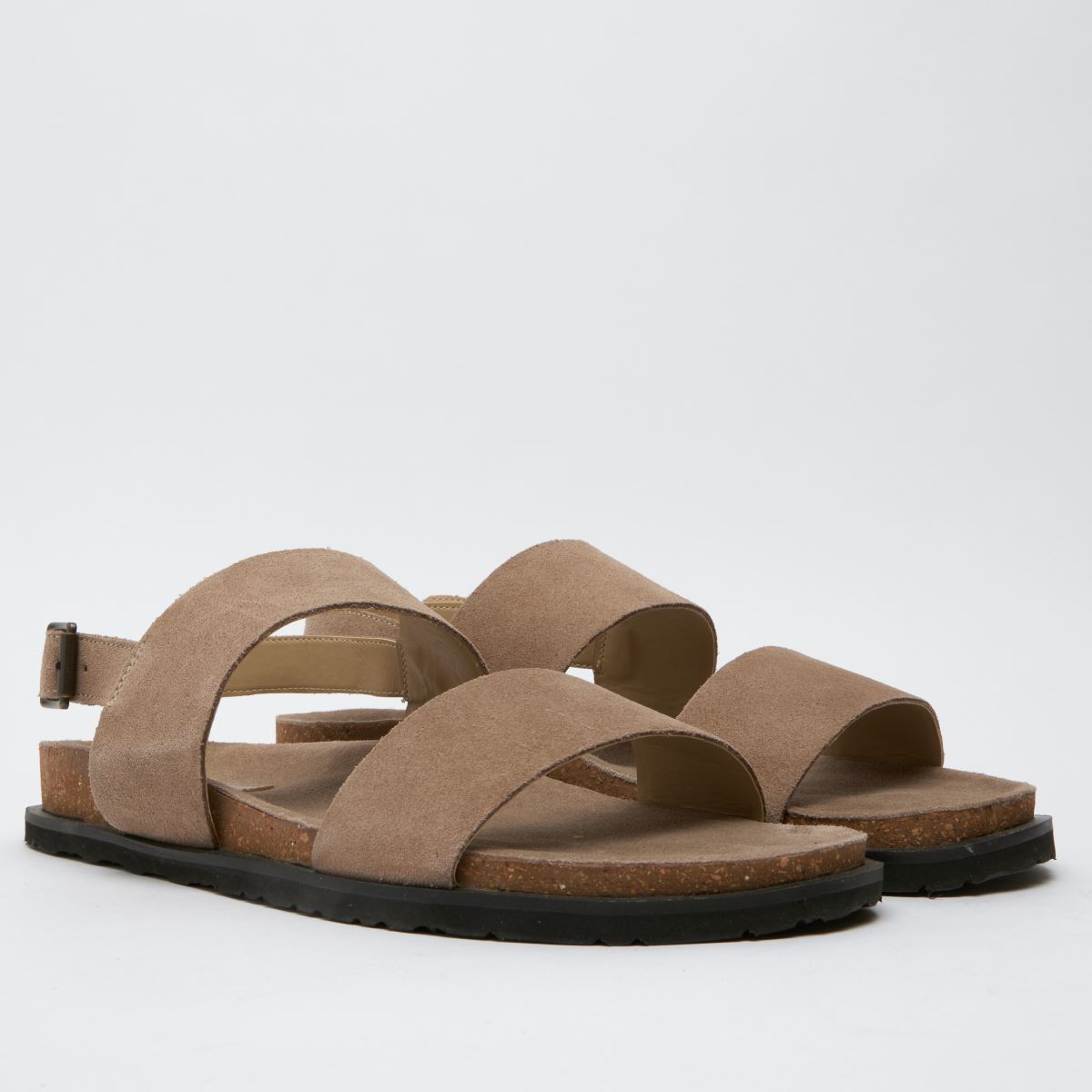 Mens Taupe schuh Sol Suede Footbed Sandals | schuh
