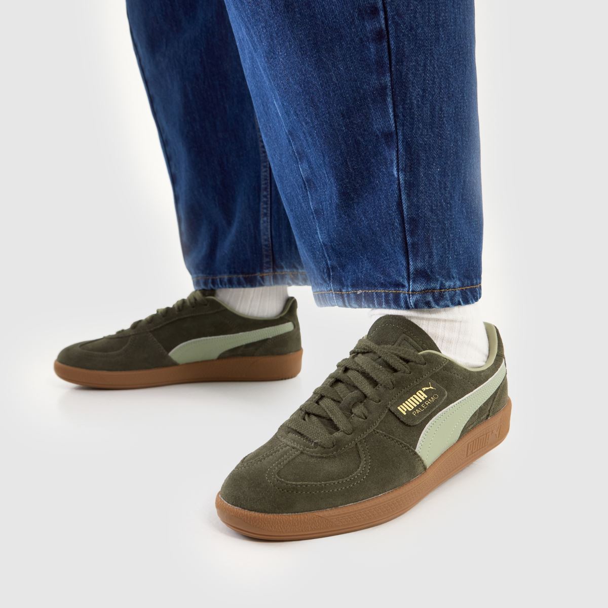 Mens Khaki PUMA Palermo Trainers | schuh