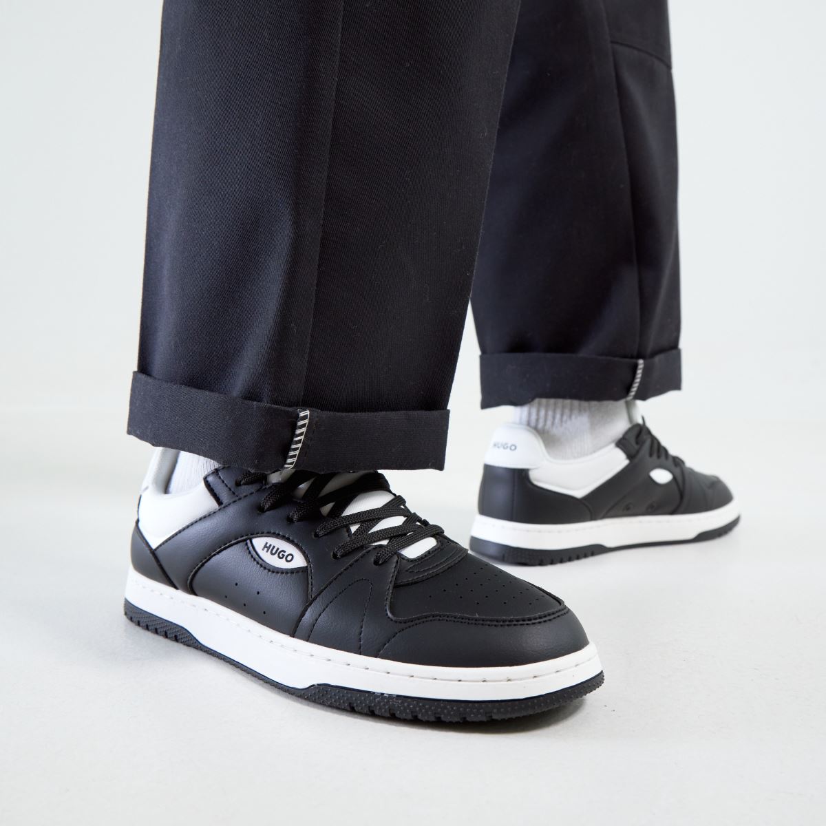 Mens Black & White HUGO Hadrian Trainers | schuh