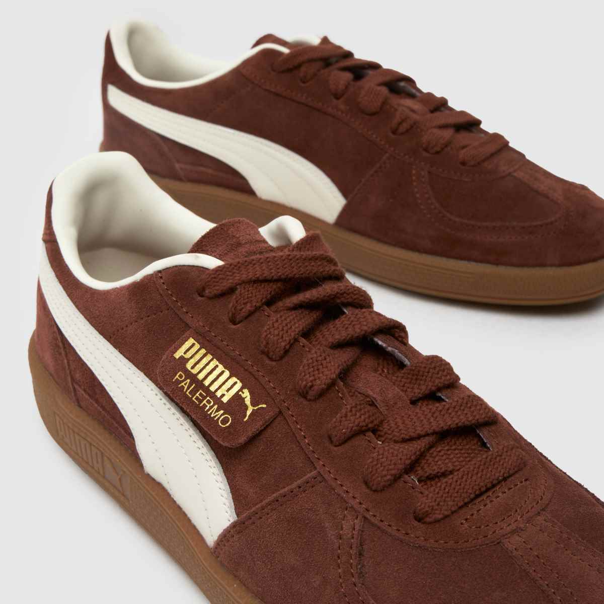 Mens Brown & White PUMA Palermo Trainers | schuh