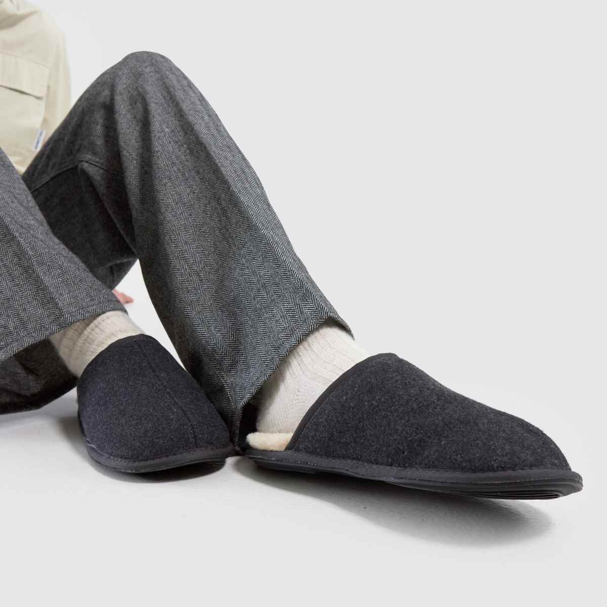 Mens Dark Grey schuh Simon Mule Slippers | schuh