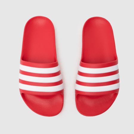Kids Boys Junior White & Red adidas Adilette Aqua Slides | schuh