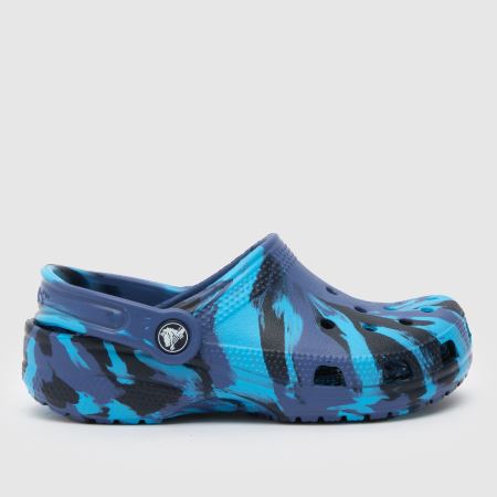 Kids Boys Junior Navy Multi Crocs Classic Marble Clog Sandals | schuh