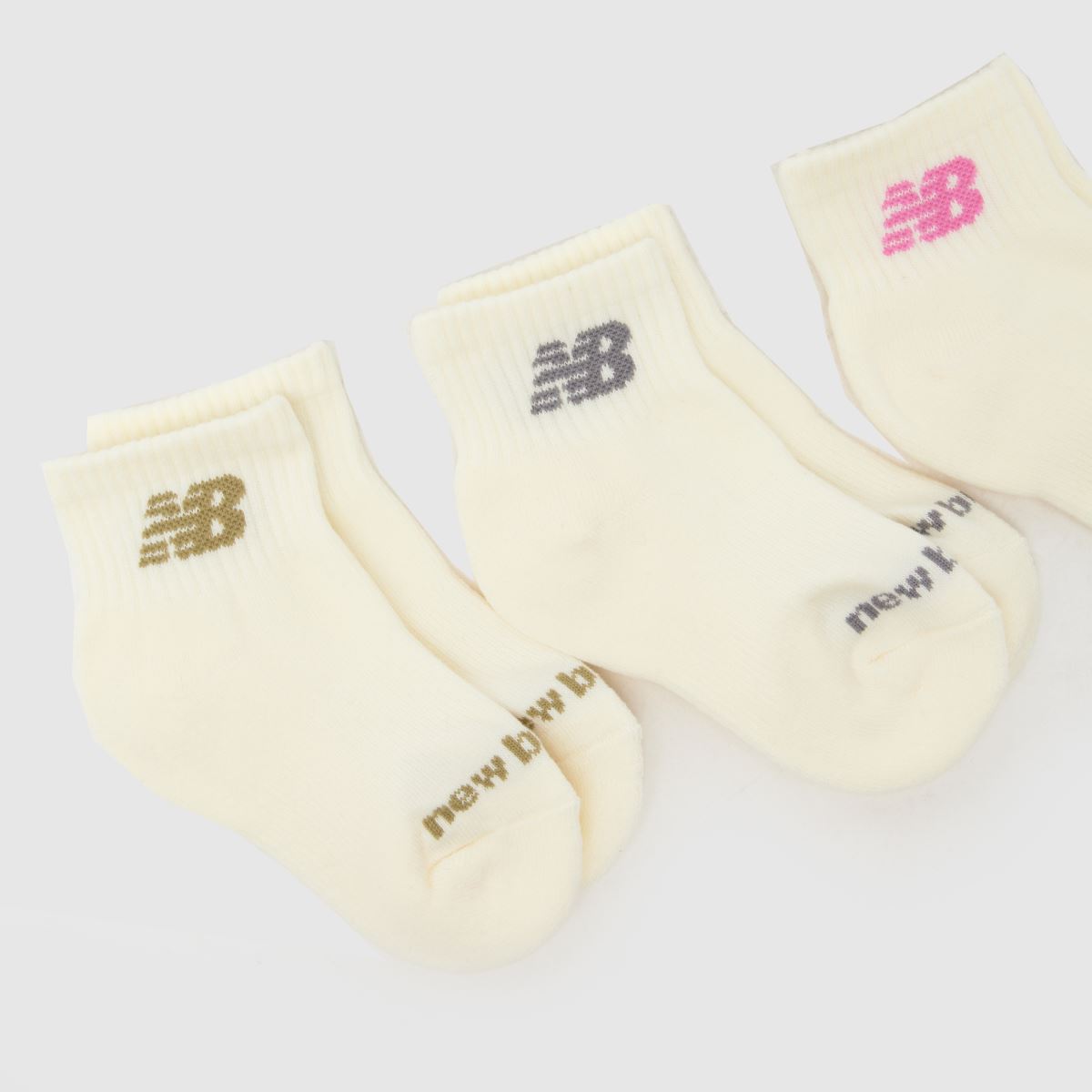 Multi New Balance Kids Ankle Knit Logo Socks 3PK Socks | schuh