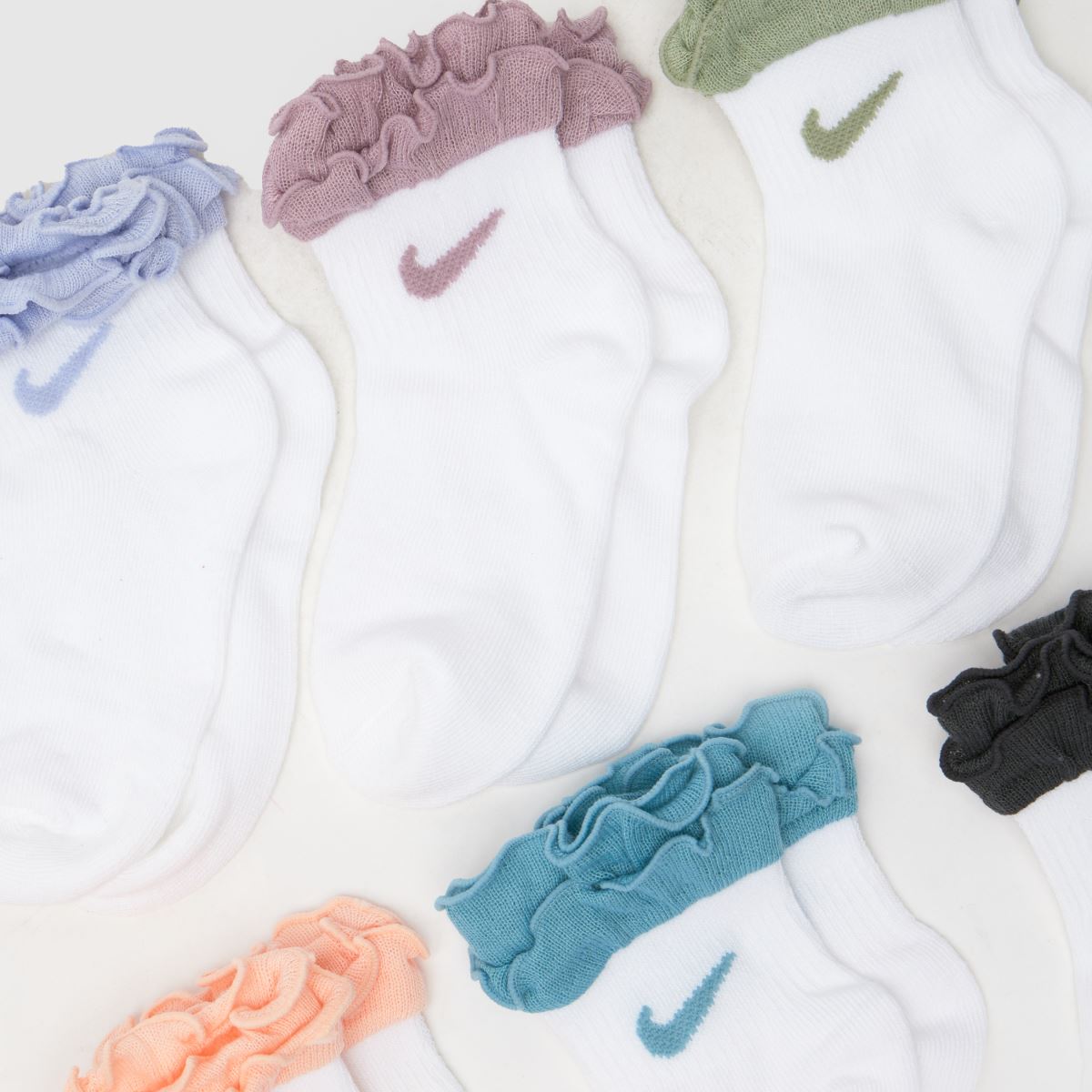 White Multi Nike Kids Ruffle Ankle Socks 6 Pk Socks | schuh